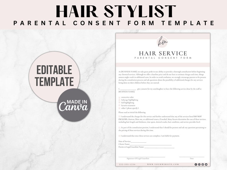 Hair Stylist Parental Consent Form, Editable Hair Consent Templates ...