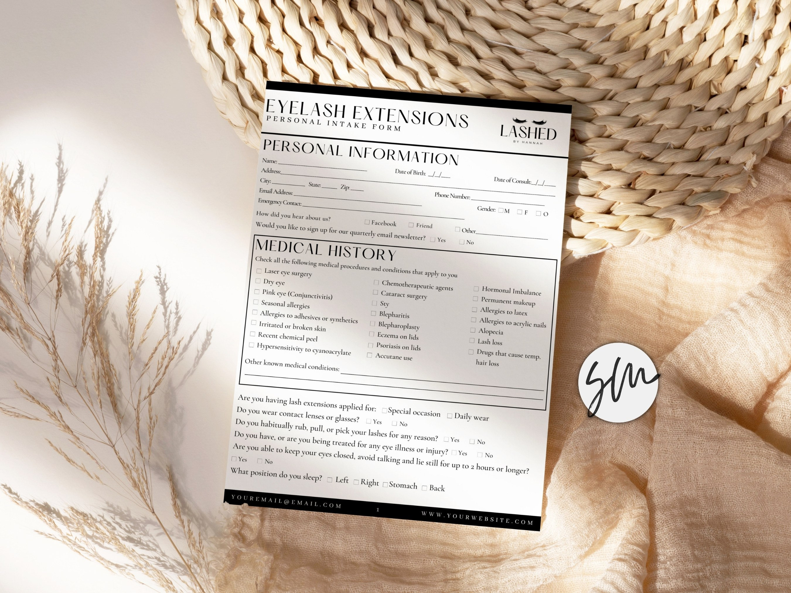 Lash Extension Intake Forms, Lash Extension Consent Form, Lash Tech ...