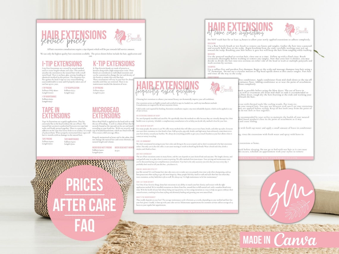 Hair Extension Form Bundle, Hair Extensions Contract, Hair Extensions ...