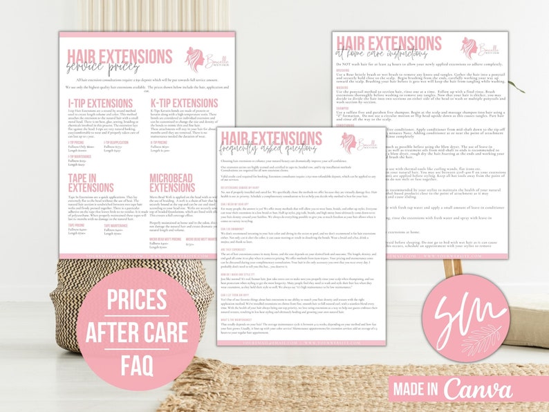 Hair Extension Form Bundle, Hair Extensions Contract, Hair Extensions ...