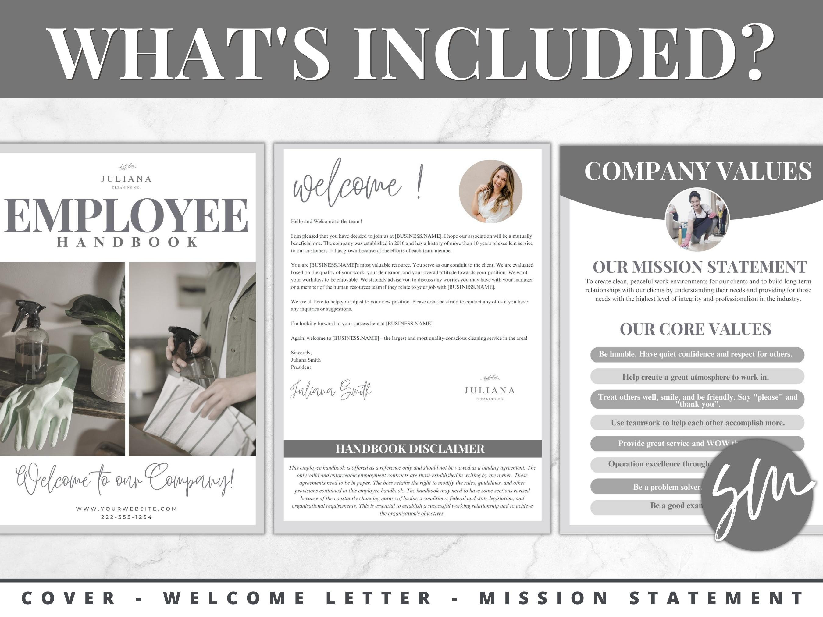 Cleaning Business Employee Handbook Template, Editable Canva Manual ...
