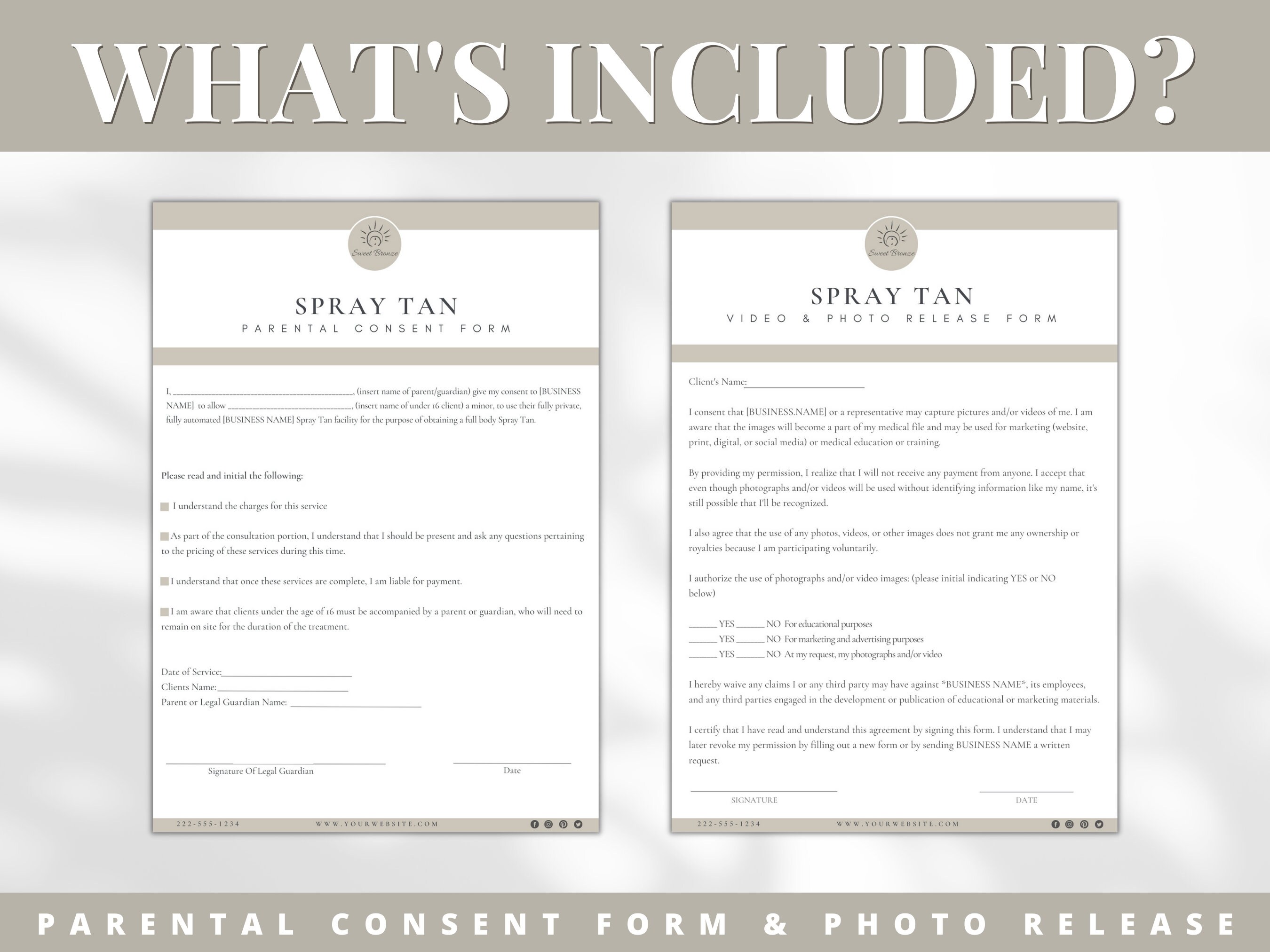 Spray Tan Form BUNDLE, Editable Spray Tan Templates, Consultation Forms ...