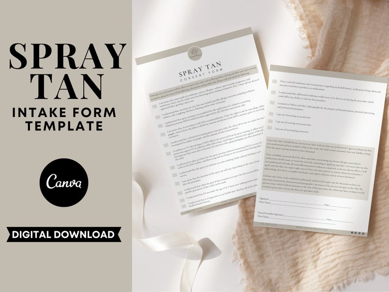 Spray Tan Consent Form Bundle, Editable Spray Tan Templates, Spray ...