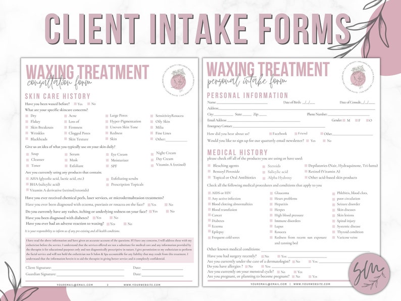Waxing Business Forms | Day Spa Business Kit | Waxing Consent Form ...