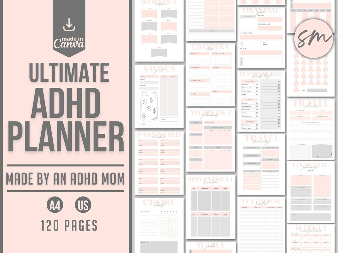 Adhd Planner, Productivity Planner, Printable Planner, ADHD Planner for ...