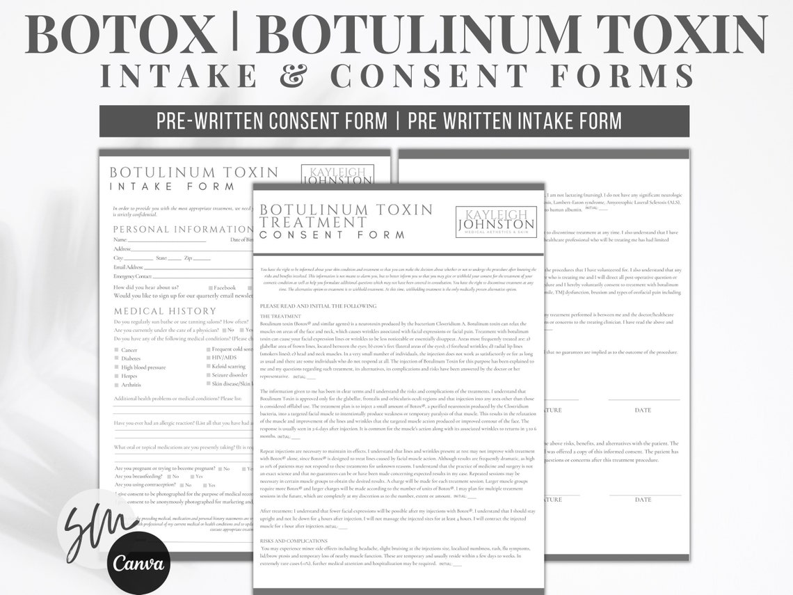 EDITABLE Botox Consent Forms, Nurse Injector Template, Medspa Template ...