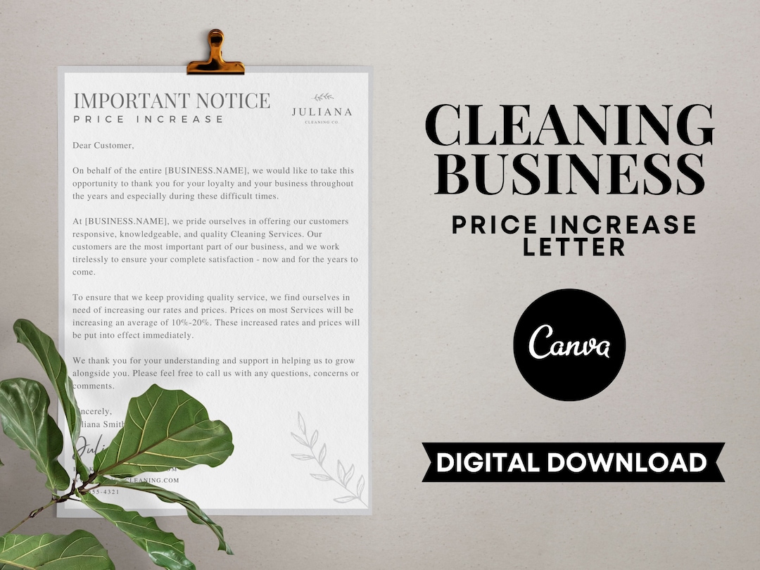 Cleaning Company Template, Price Increase Notice, Price Increase Letter ...