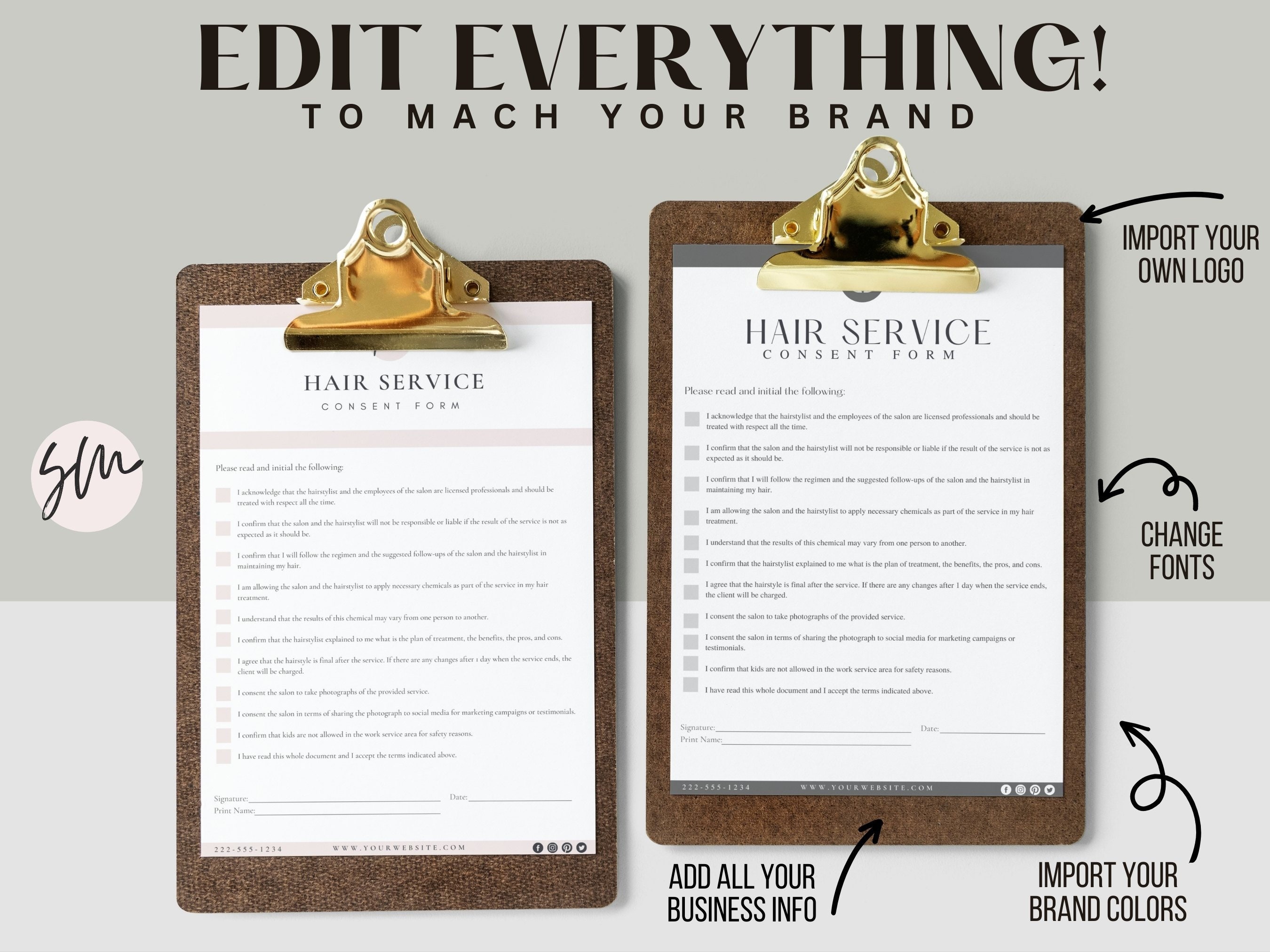 Hair Stylist Intake Form Bundle,editable Hair Consent Templates, Hair ...