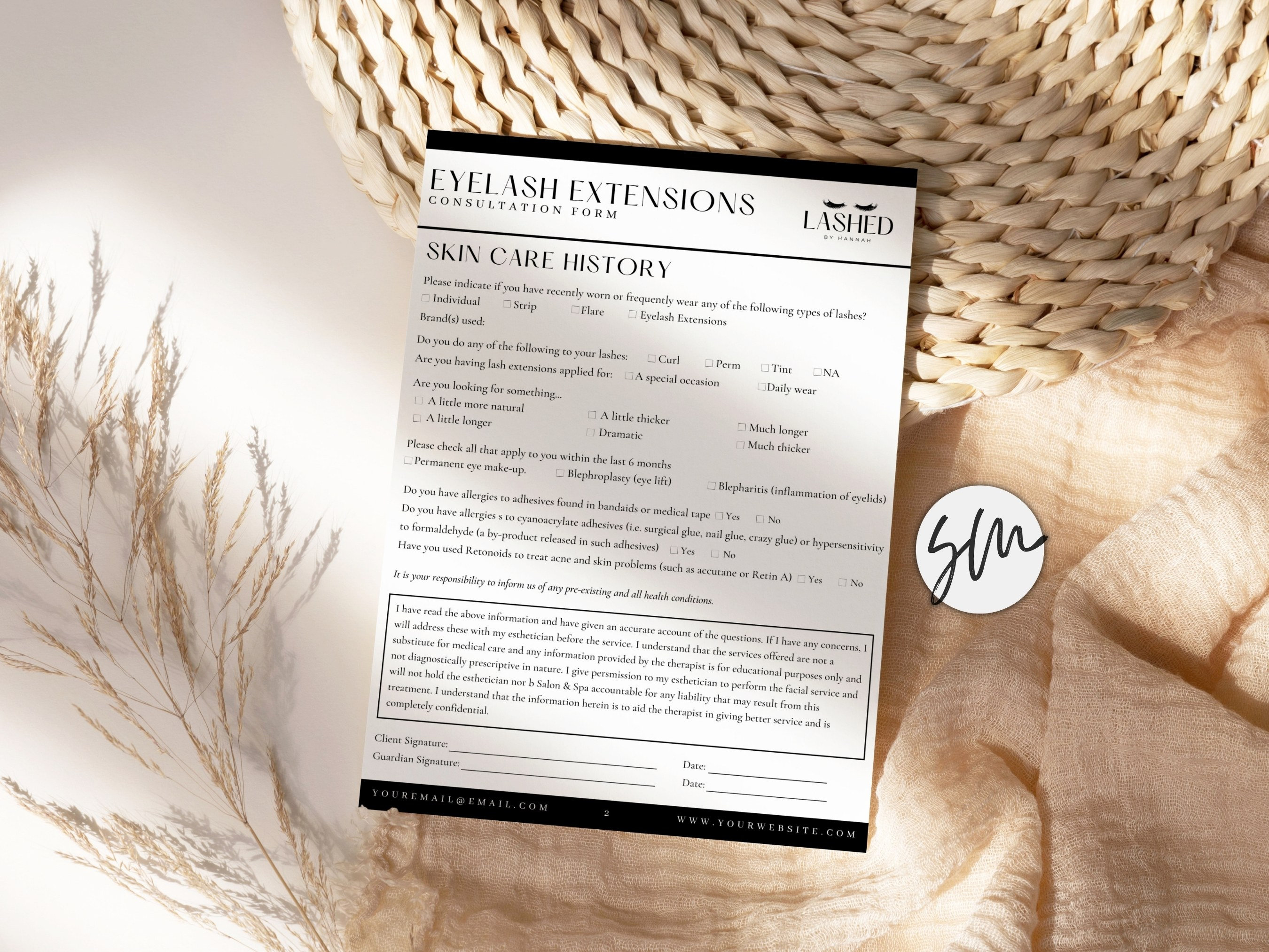 Lash Extension Intake Forms Lash Extension Consent Form Lash Tech 1155