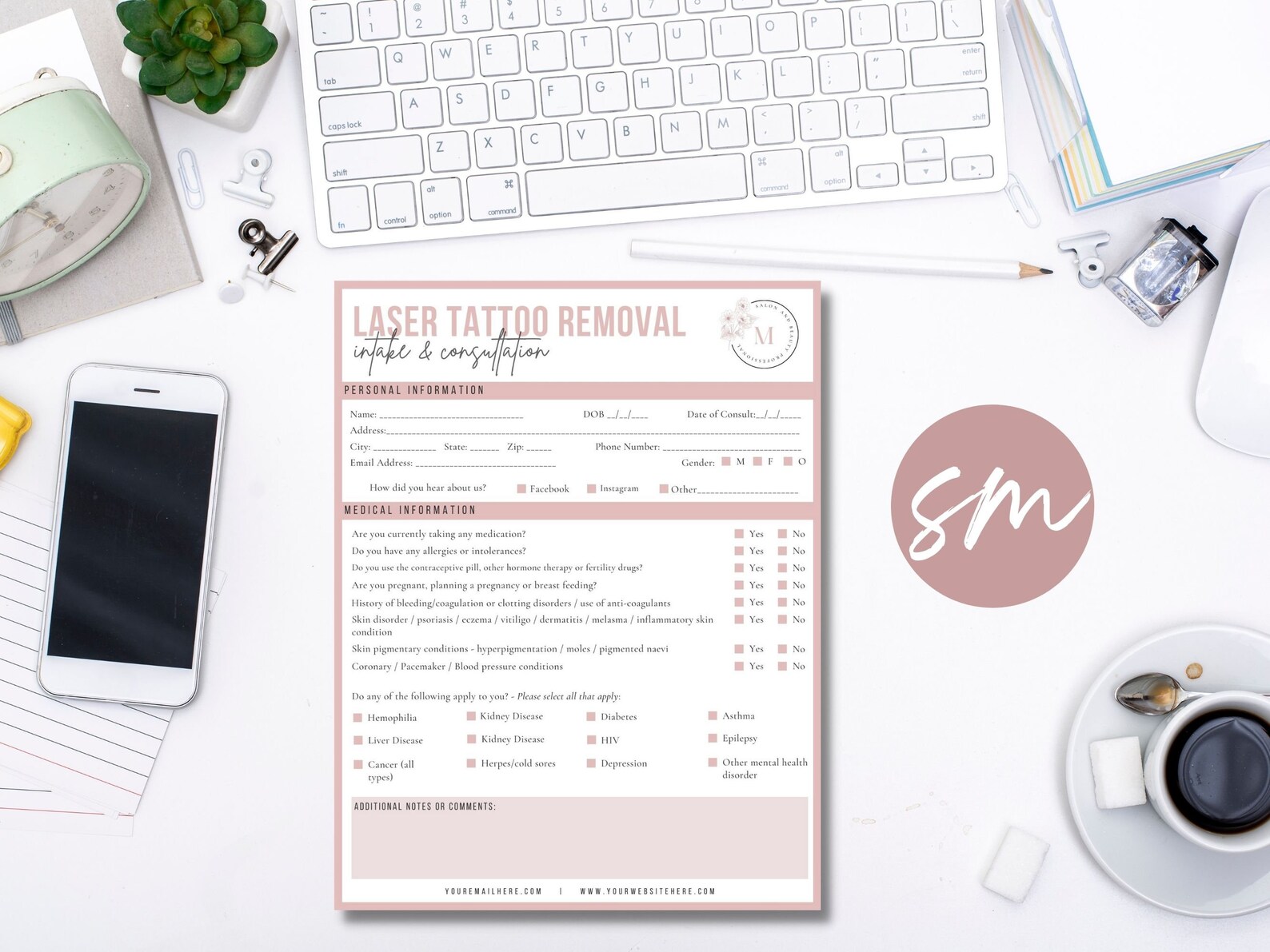 Laser Tattoo Removal Consent Forms | 5 PAGES | Editable Laser Tattoo ...