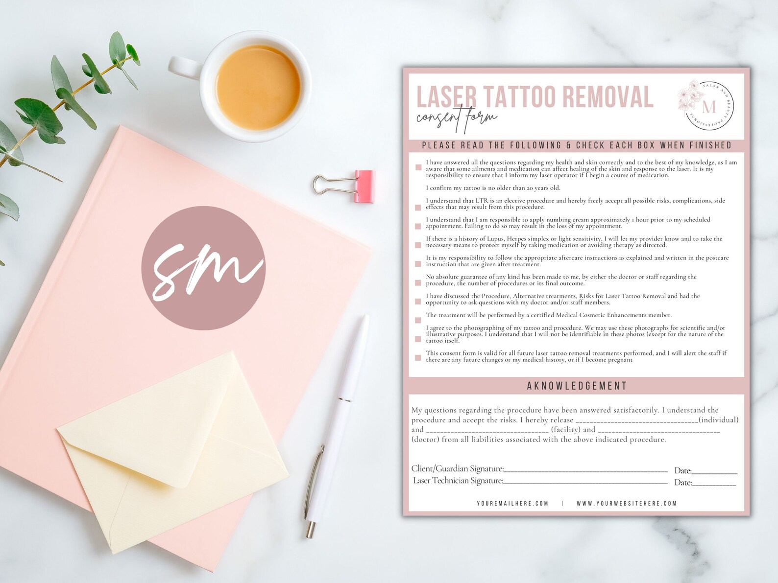 Laser Tattoo Removal Consent Forms | 5 PAGES | Editable Laser Tattoo ...
