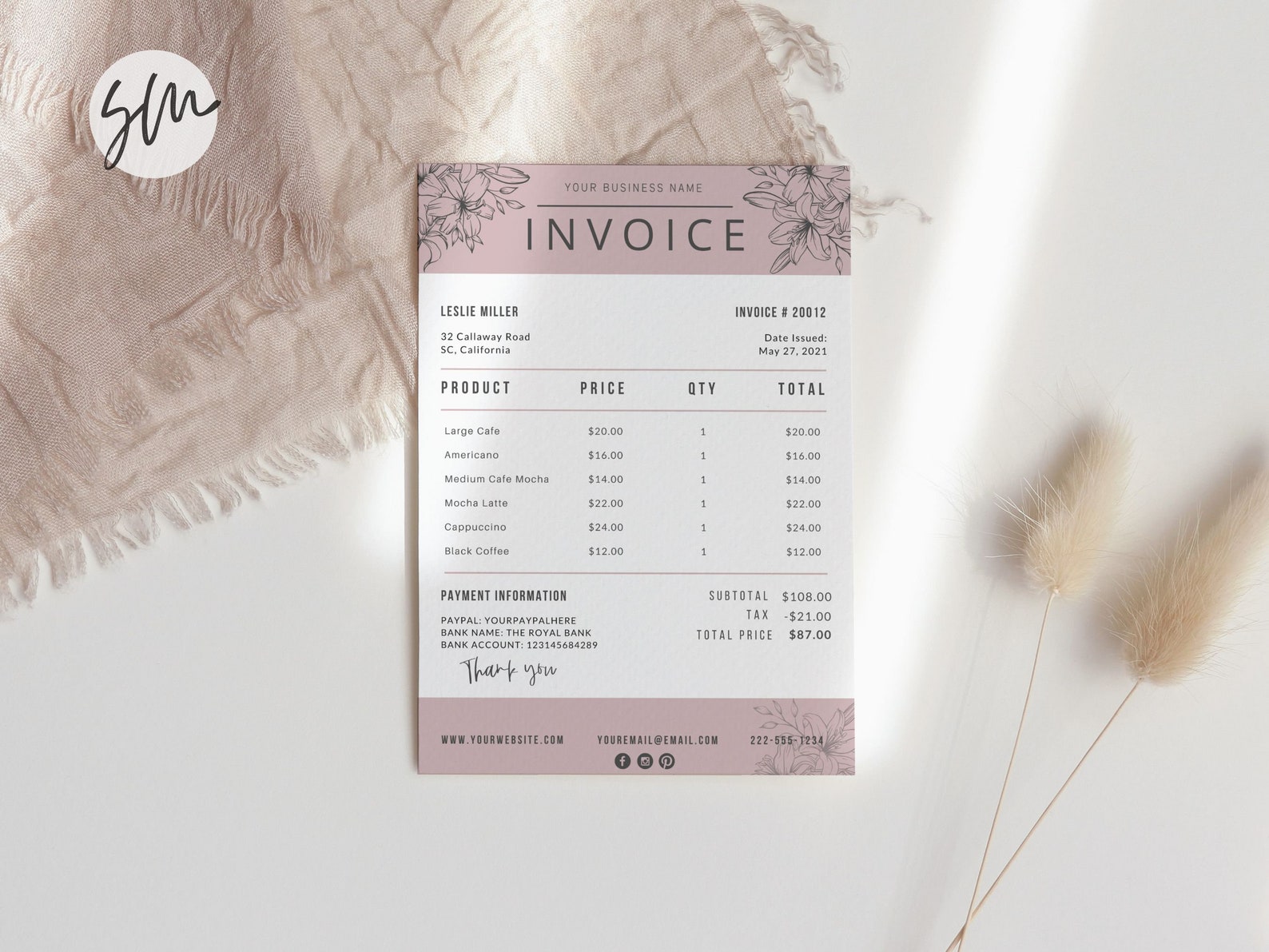 Invoice Editable Template, Printable Order Form Invoice,invoice ...