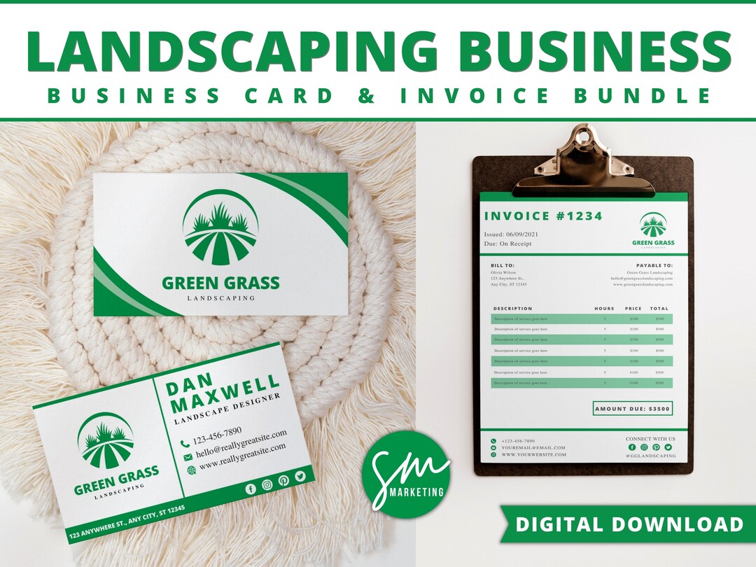Landscaping Business Invoice, Landscaping Business Card, Landscaping ...