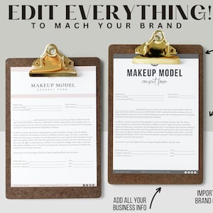 Makeup Model Consent Form Template, Makeup Artist Forms, MUA Forms, MUA ...