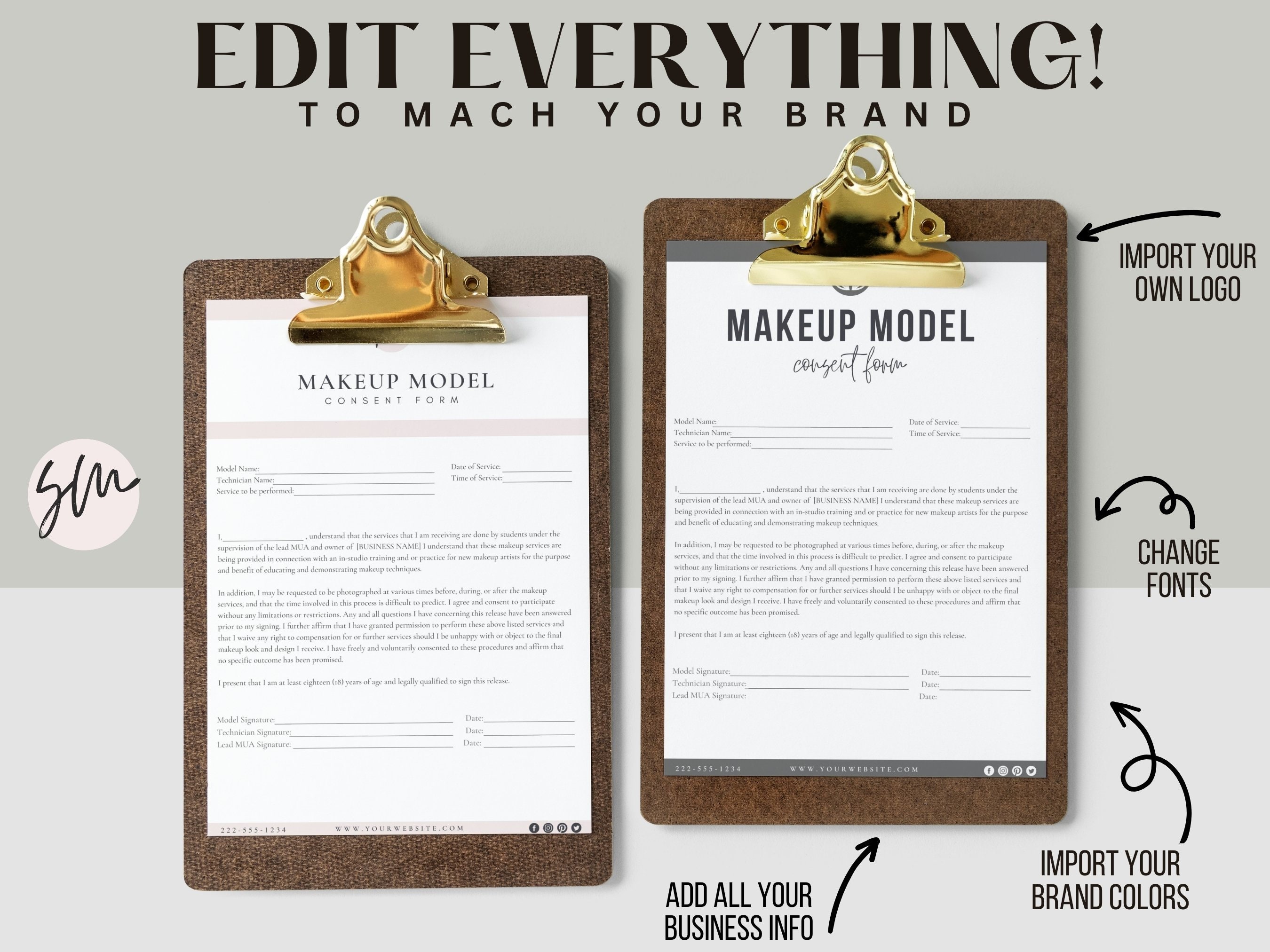 Makeup Model Consent Form Template, Makeup Artist Forms, MUA Forms, MUA ...