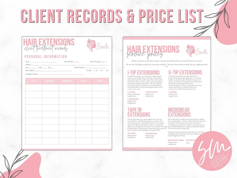 Hair Extension Form Bundle, Hair Extensions Contract, Hair Extensions ...