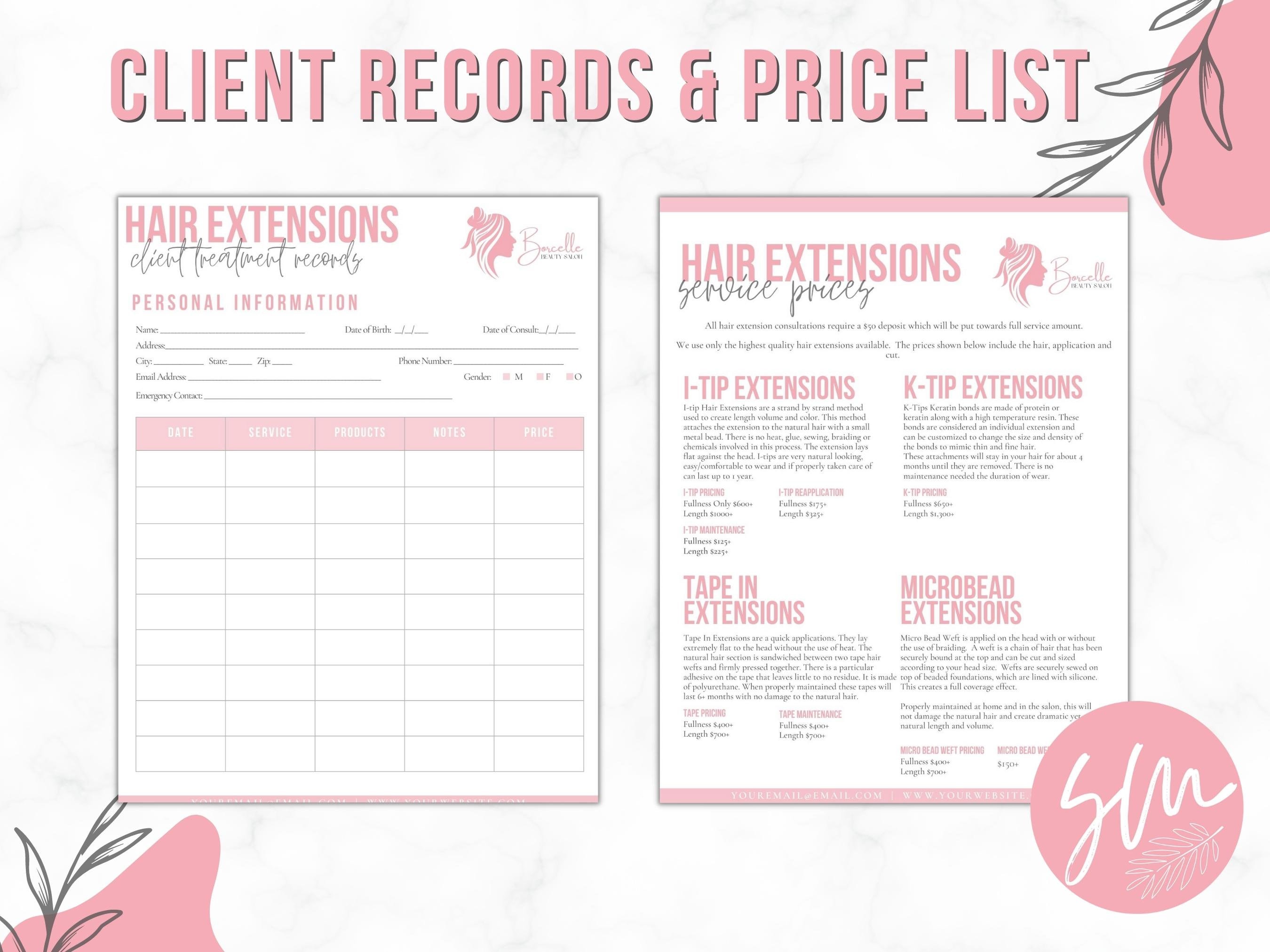 Hair Extension Form Bundle, Hair Extensions Contract, Hair Extensions ...