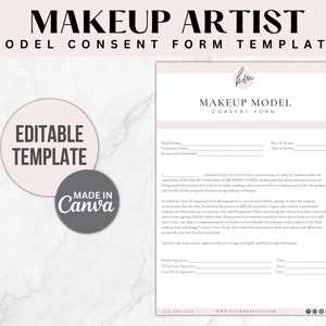 Makeup Model Consent Form Template, Makeup Artist Forms, MUA Forms, MUA ...