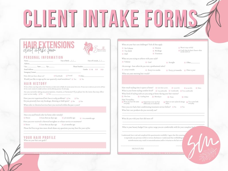 Hair Extension Form Bundle, Hair Extensions Contract, Hair Extensions ...