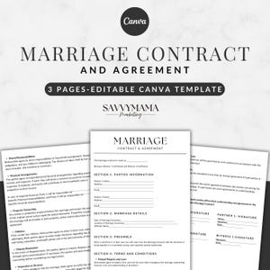 Marriage Contract Template | Contract Marriage Agreement, Wedding ...