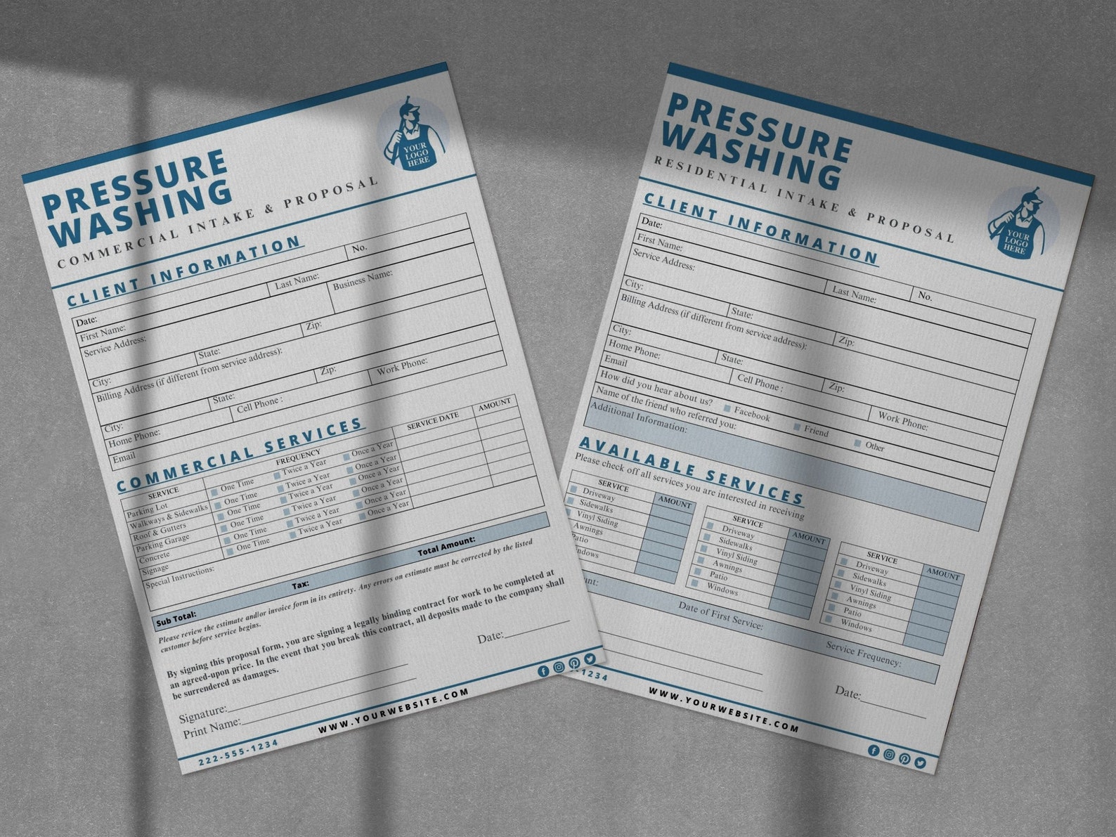 Pressure Washing Intake Form, Intake Form Template,pressure Washing ...