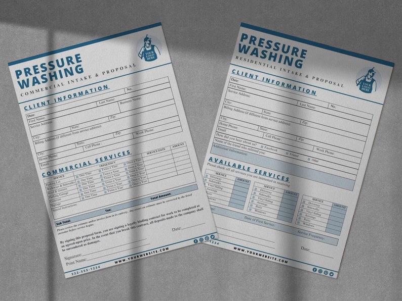 Pressure Washing Intake Form, Intake Form Template,pressure Washing ...