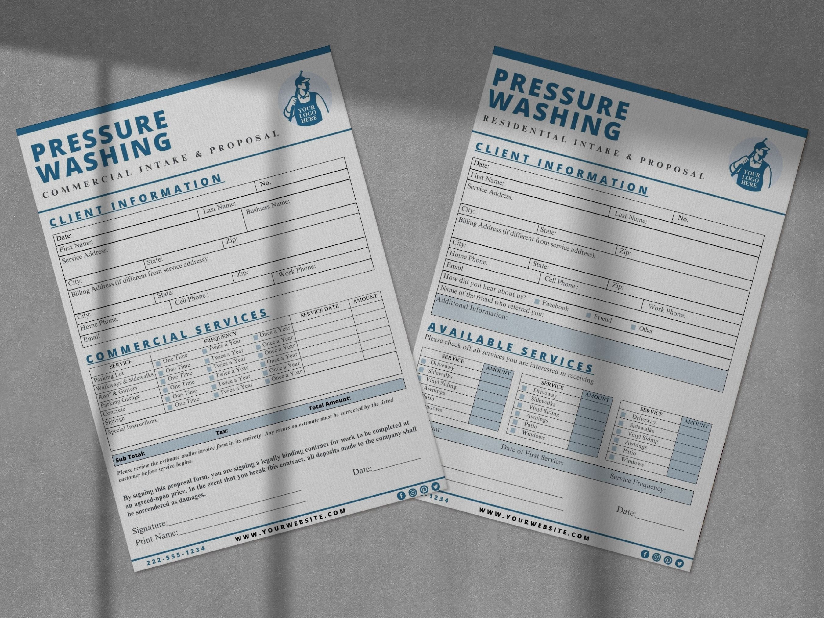 Pressure Washing Intake Form, Intake Form Template,pressure Washing ...