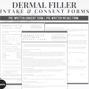 EDITABLE Dermal Filler Consent Form, Dermal Filler Aftercare,nurse ...
