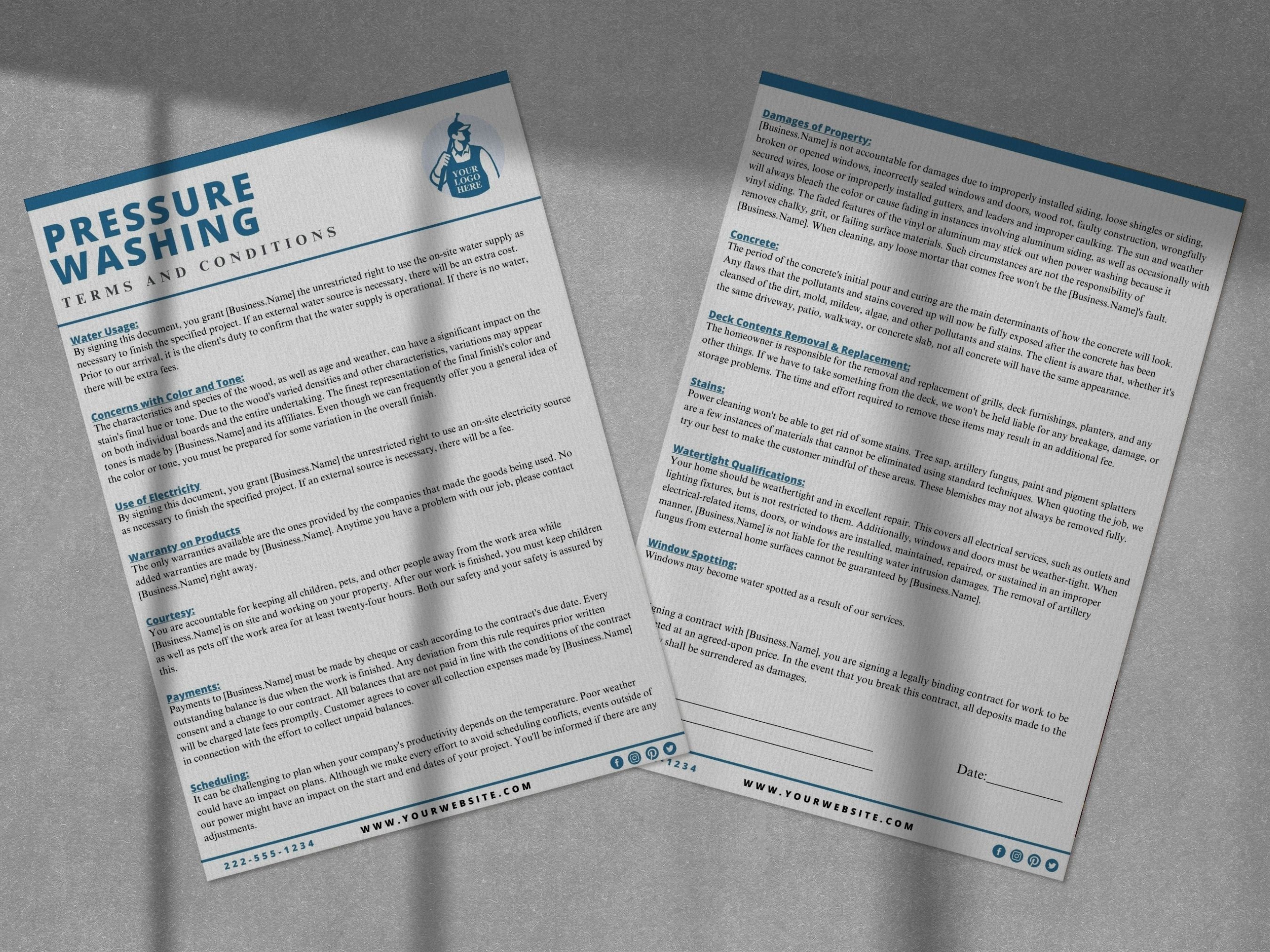 Pressure Washing Agreement Templates,pressure Washing,pressure Cleaning ...