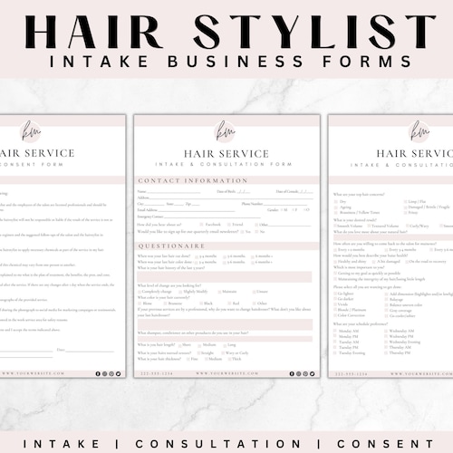 Hair Stylist Intake Form Bundleeditable Hair Consent - Etsy