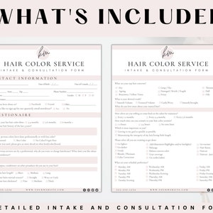 Hair Color Service Waiver, Hairstylist Consultation Form, Color ...