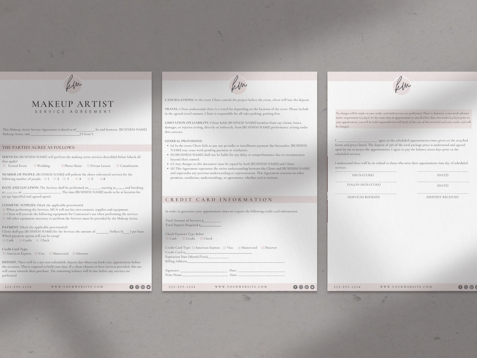 Makeup Artist Intake Bundle, MUA Contract, Makeup Service Forms ...