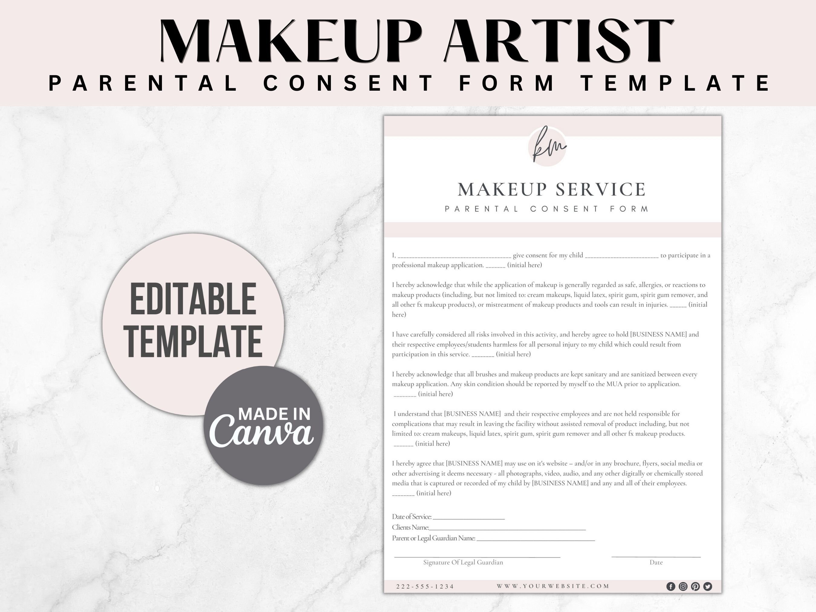Makeup Parental Consent Form Template, Makeup Artist Forms, MUA Forms ...