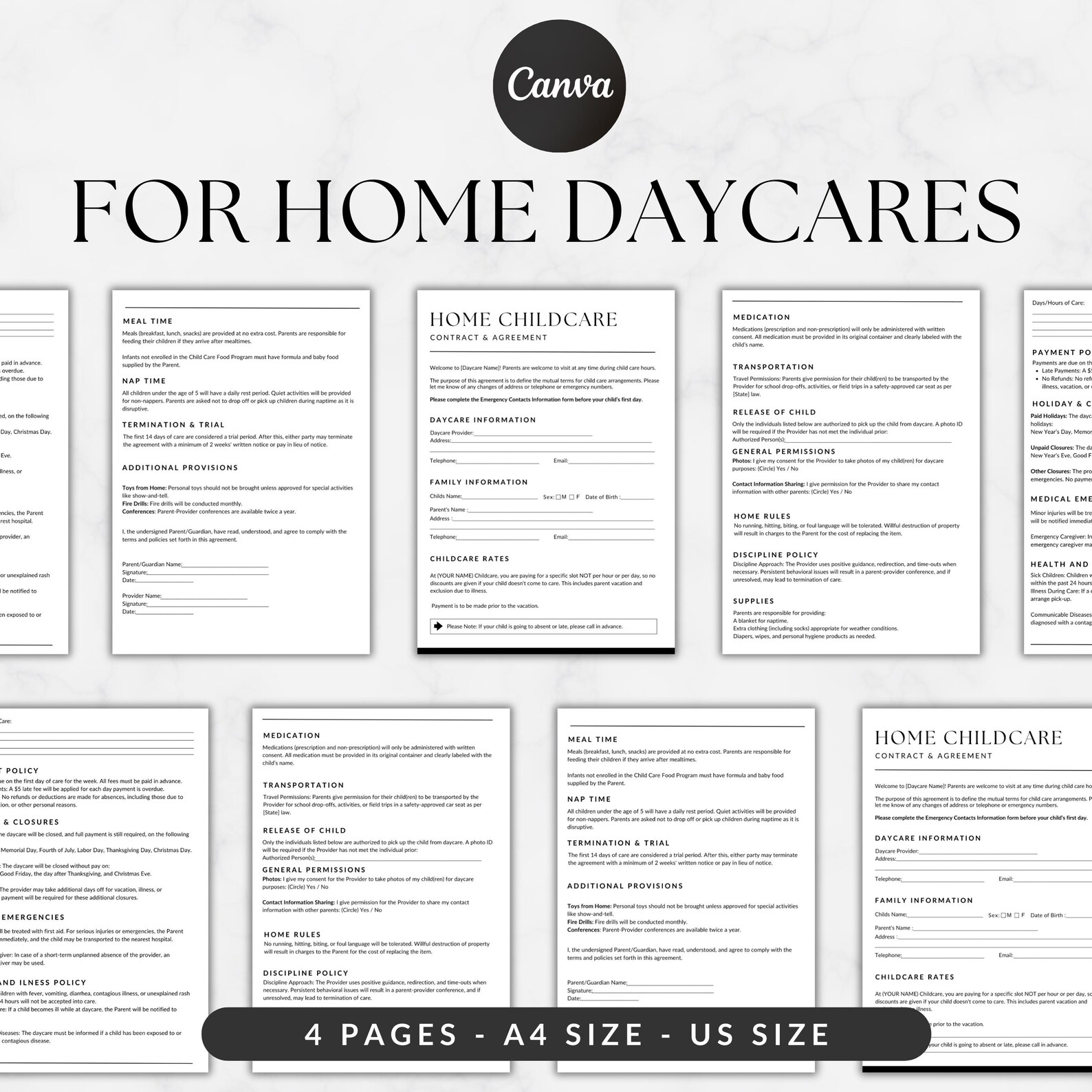 Home Daycare Contract | Home Daycare Forms, Daycare Forms, Child Care ...