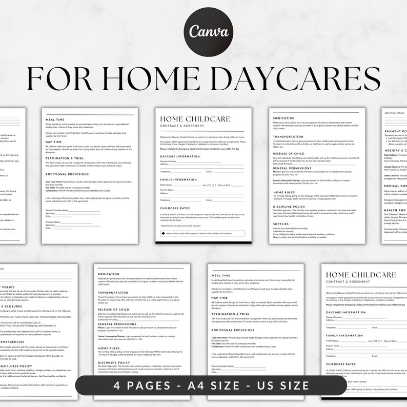 Home Daycare Contract | Home Daycare Forms, Daycare Forms, Child Care ...