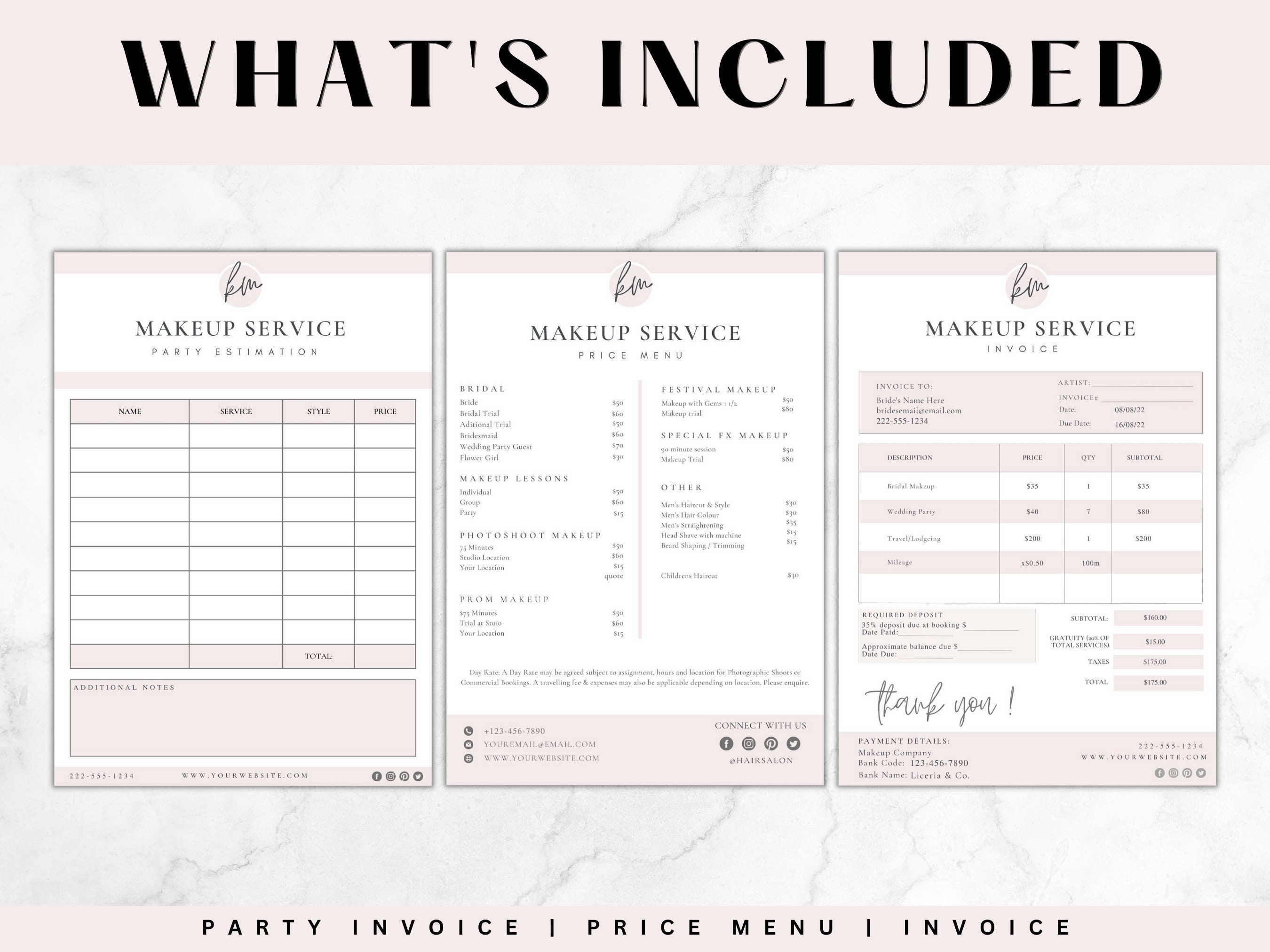 Makeup Artist Forms Bundle, MUA Contract, Makeup Service Forms ...