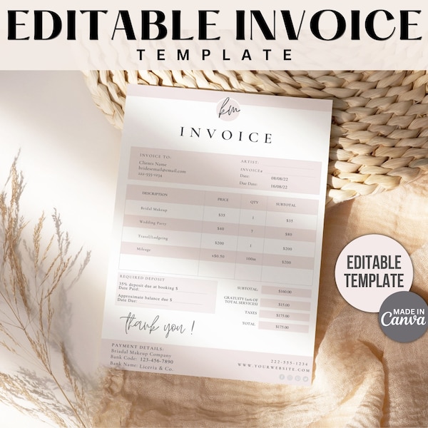 Makeup Artist Invoice Template - Etsy