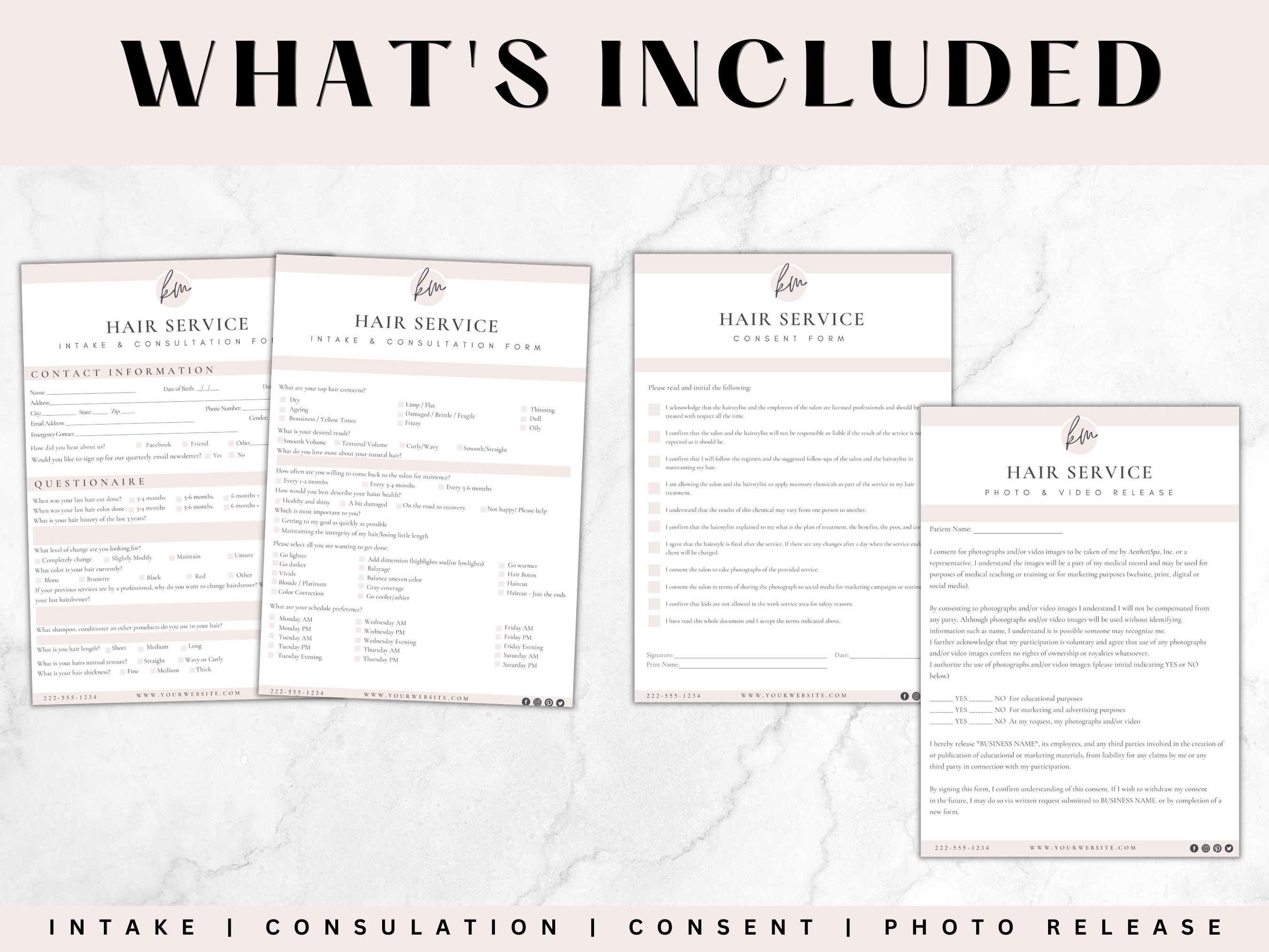 Professional Hair Stylist Client Forms BUNDLE, Color Correction Forms ...