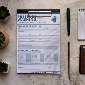 Pressure Washing Intake Form, Intake Form Template,pressure Washing ...
