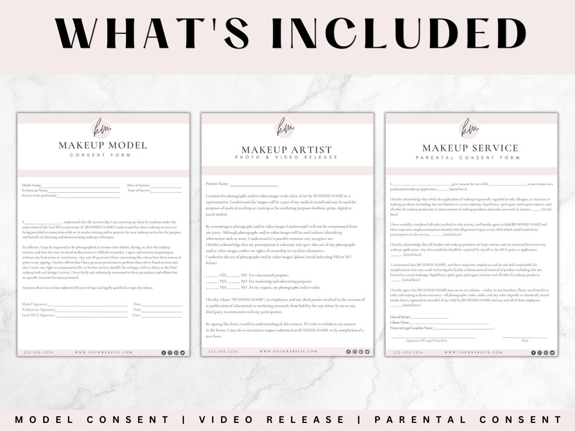 Makeup Artist Forms Bundle, MUA Contract, Makeup Service Forms ...