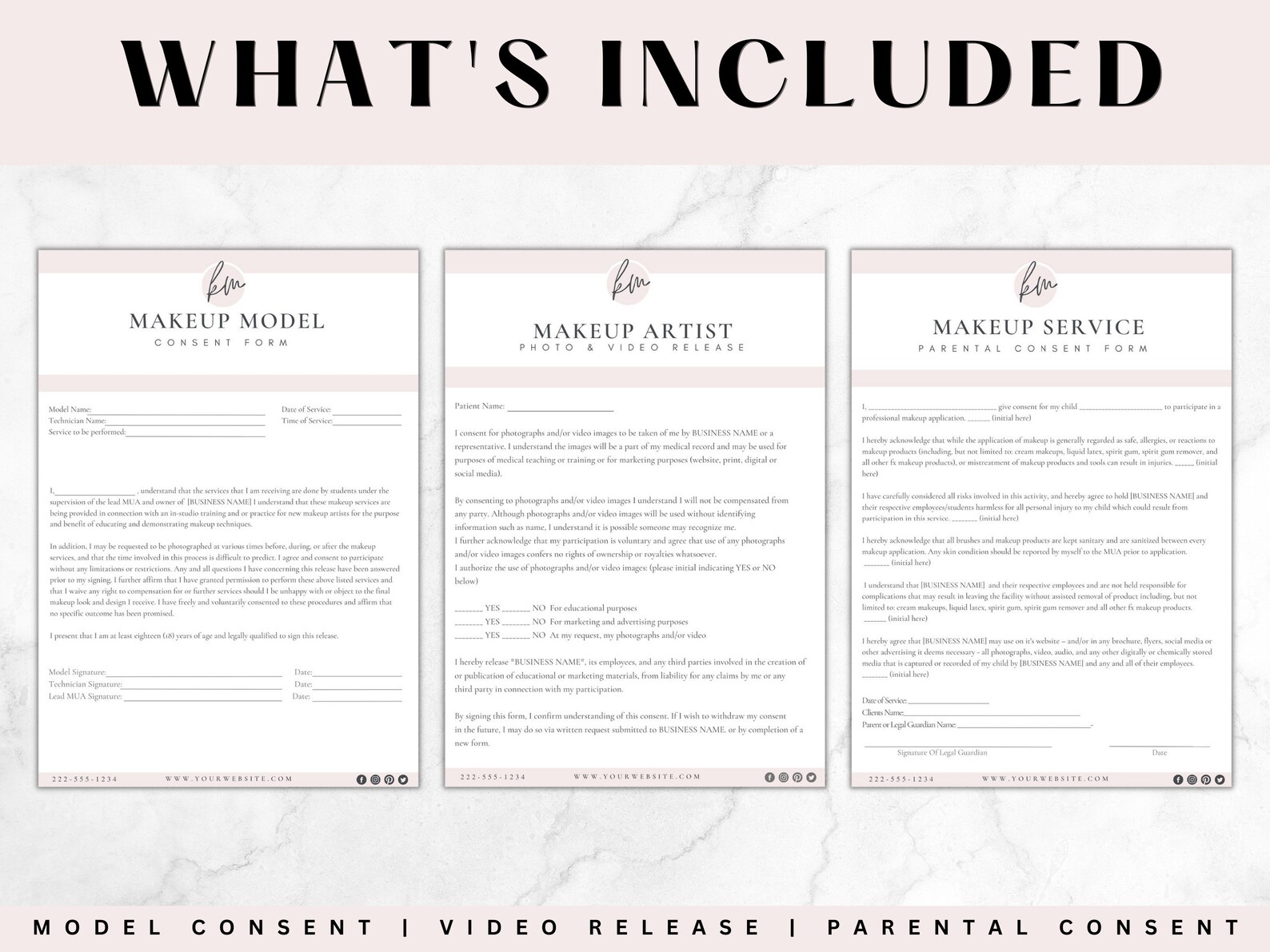 Makeup Artist Forms Bundle, MUA Contract, Makeup Service Forms ...