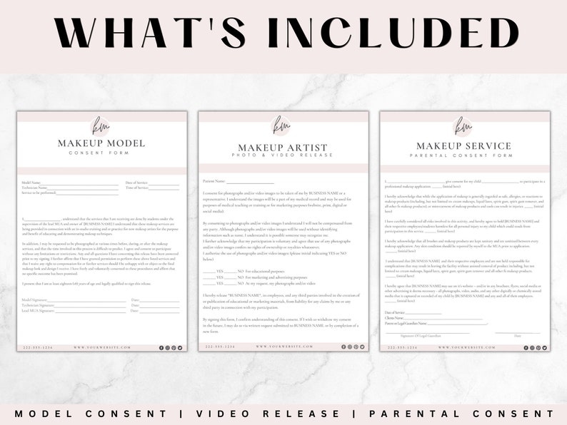 Makeup Artist Forms Bundle, MUA Contract, Makeup Service Forms ...