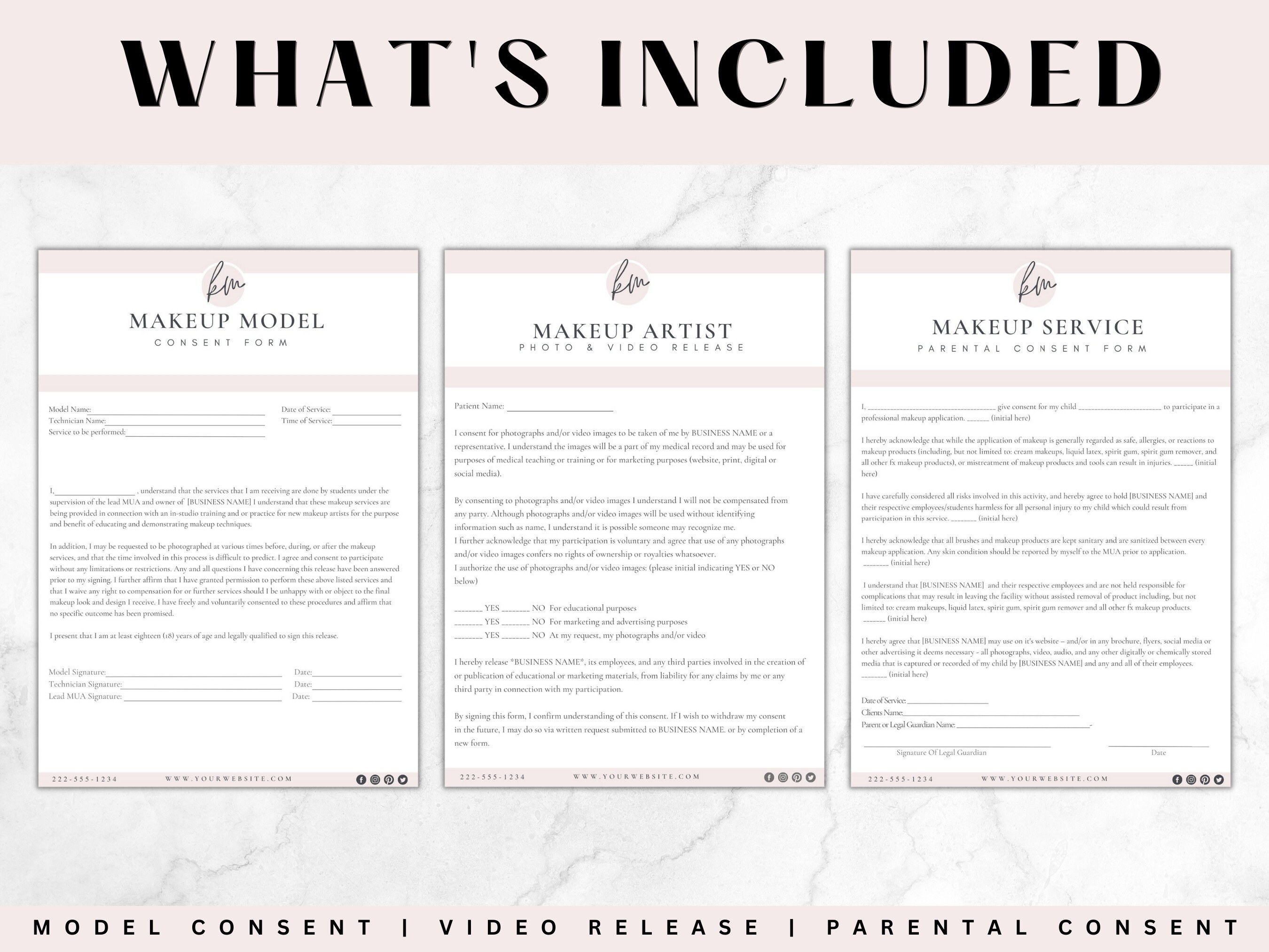 Makeup Artist Forms Bundle, MUA Contract, Makeup Service Forms ...