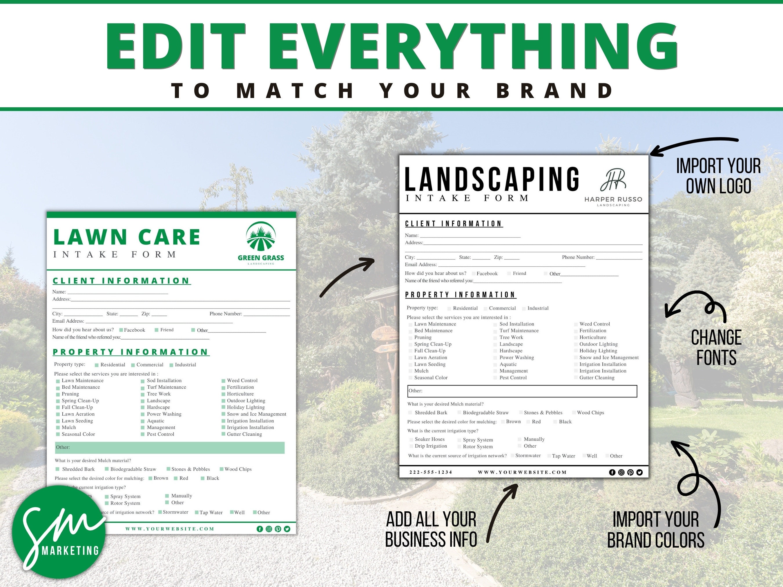 Landscaping Form BUNDLE, Landscaping Business Cards, Landscaping ...