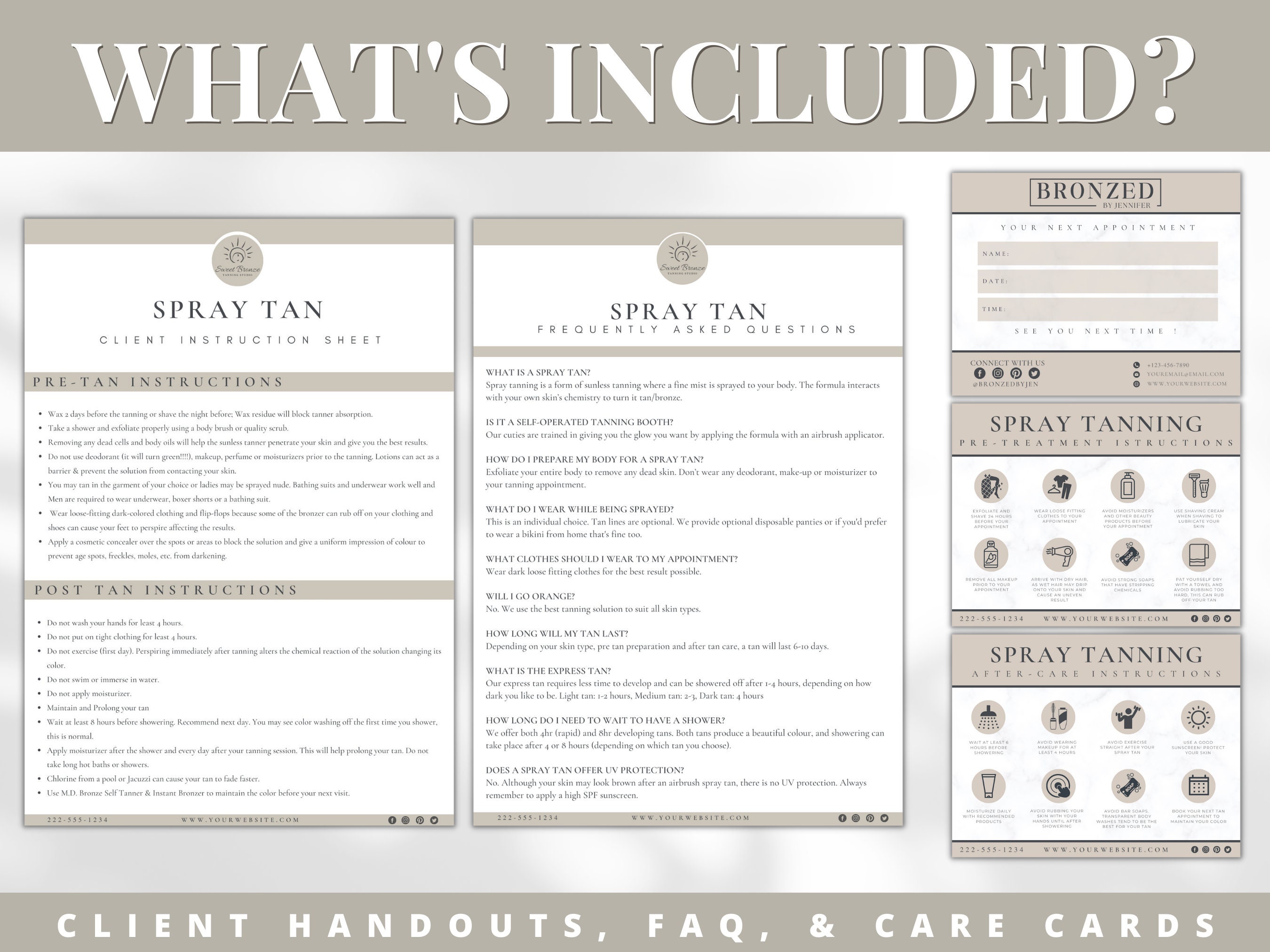 Spray Tan Client Handout Bundleeditable Spray Tan Templates - Etsy