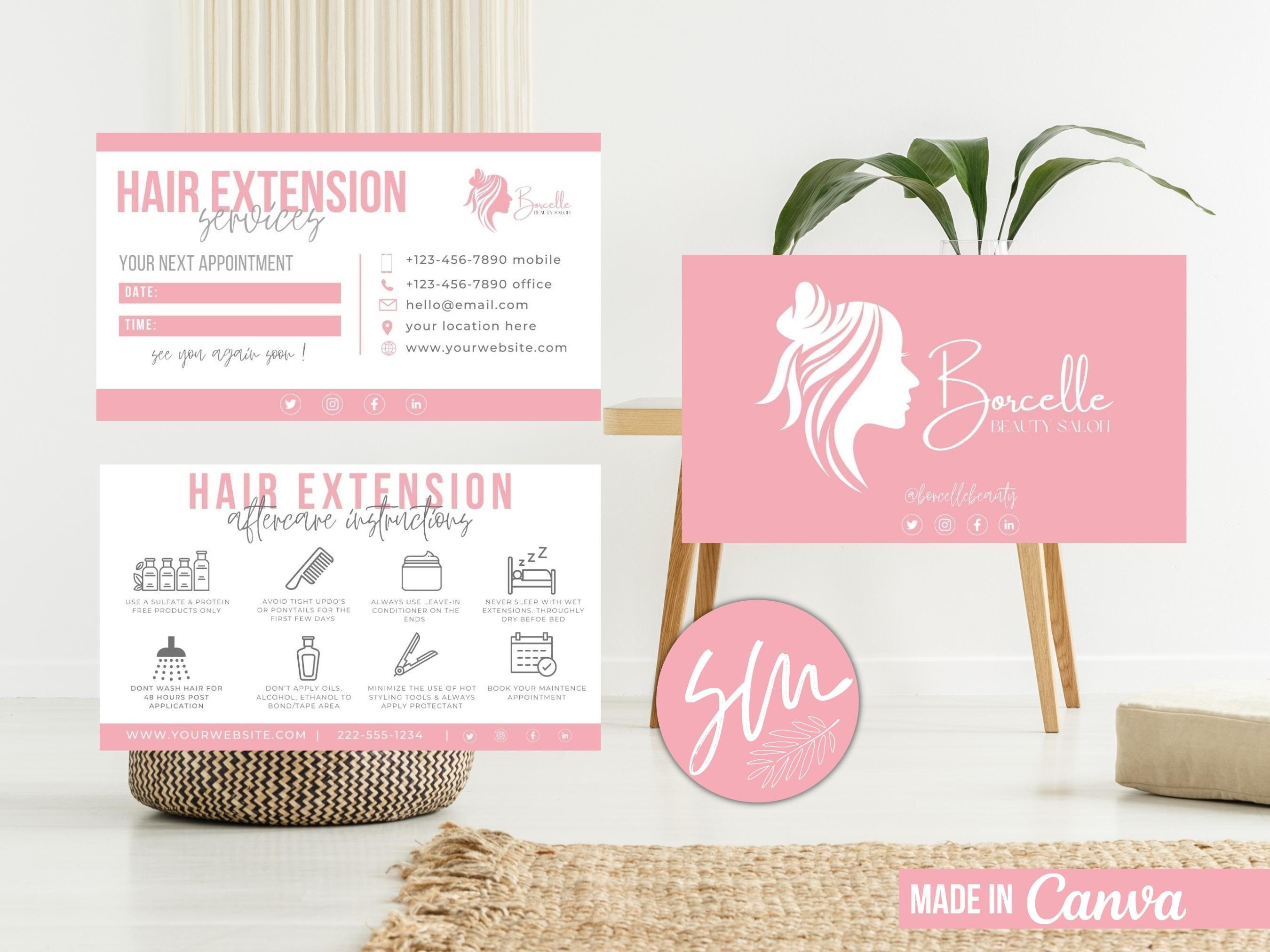 Hair Extension Consultation Forms,hair Extensions After Care Card, Hair ...