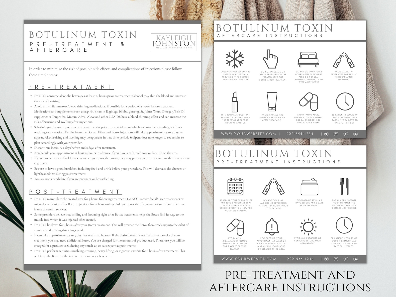 EDITABLE Botox Aftercare, Botox Pre and Post Treatment Care ...