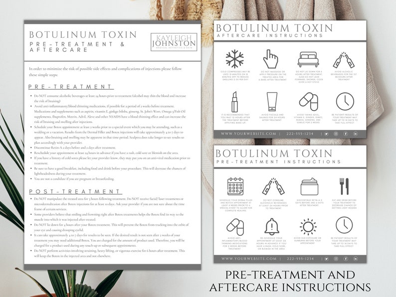 EDITABLE Botox Aftercare, Botox Pre and Post Treatment Care ...
