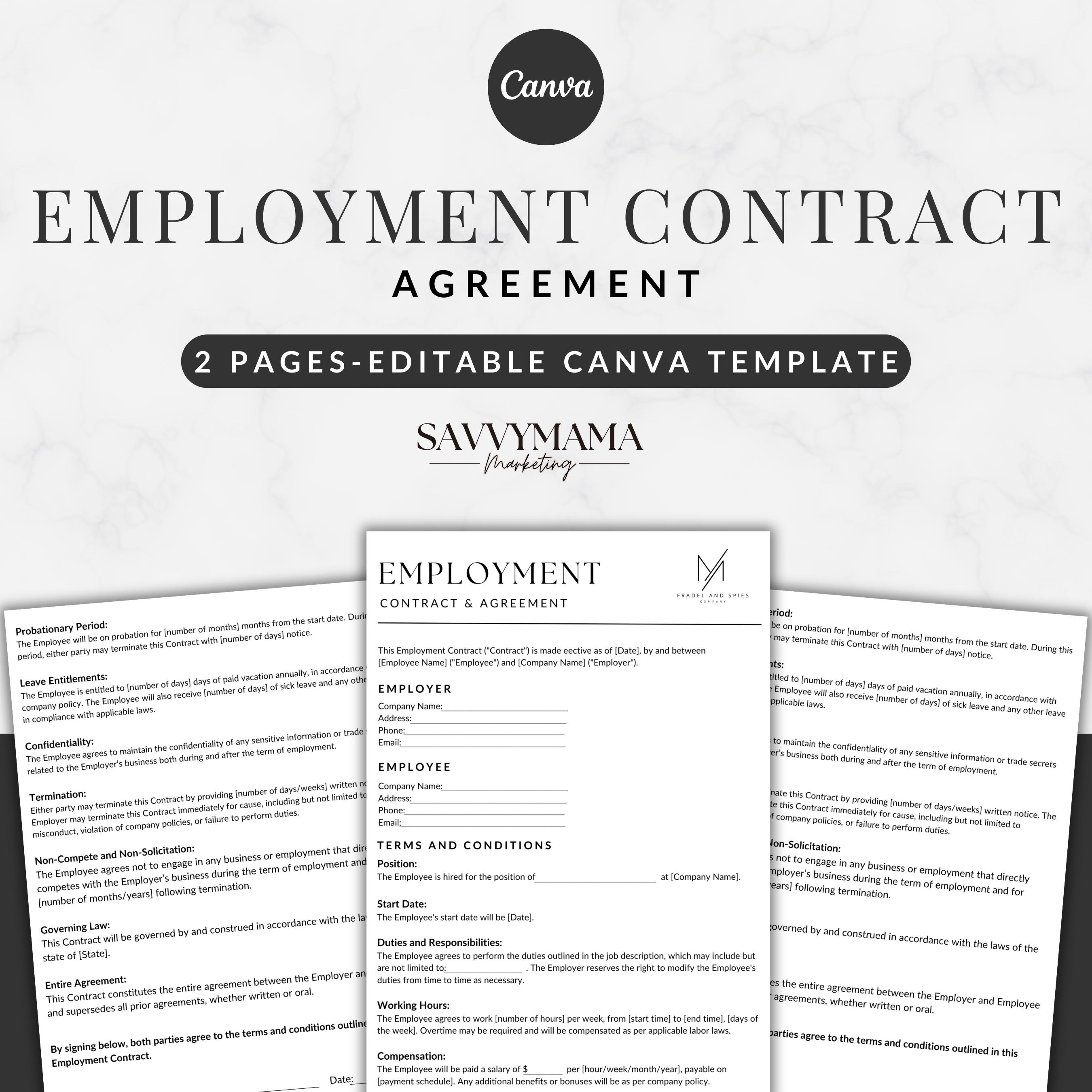 Simple Employment Contract | Employment Agreement, Small Business ...