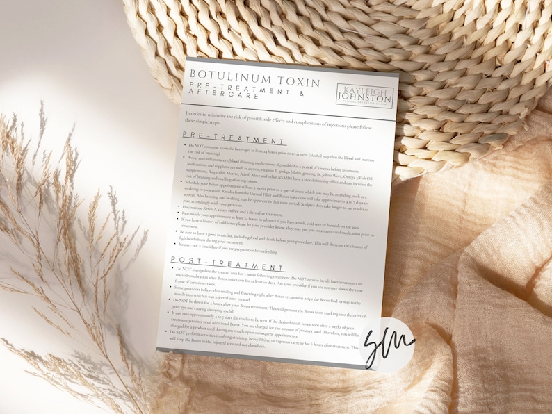 EDITABLE Botox Aftercare, Botox Pre and Post Treatment Care ...